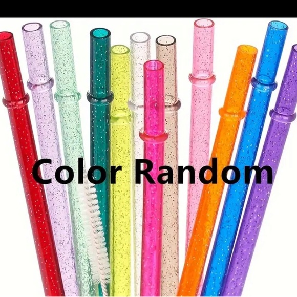Kitchen | 12 Pack Sparkling Glitter Reusable Titan Straws Random Colors ...